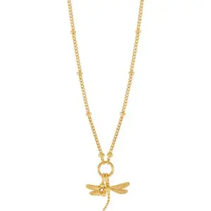 Estée Lauder Dragonfly & Flower Charm Necklace - Gold