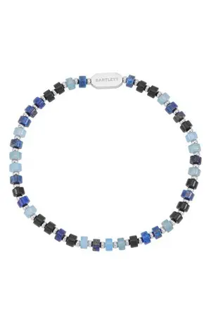 Estée Lauder Lapis Lazuli & Blue Lace Agate Beaded Bracelet - Silver