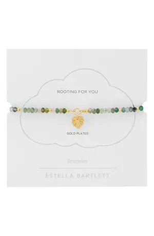 Estée Lauder Agate Bead Slide Bracelet With Monstera Charm
