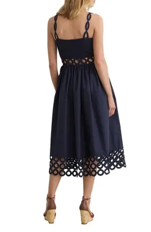 REISS Rita Cutout Sleeveless Midi Dress - Navy