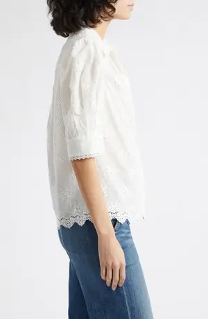 REISS Edwina Floral Embroidered Button-up Shirt