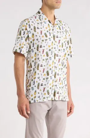Tommy Bahama Coastal Ease Shake & Sip Cocktail Print Islandzone® Camp Shirt