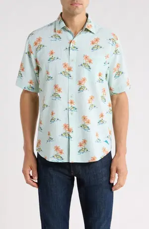 Tommy Bahama Nova Wave Island Hop Short Sleeve Seersucker Button-up Shirt - Pale Opal
