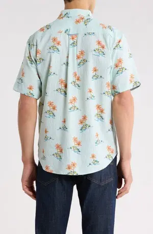Tommy Bahama Nova Wave Island Hop Short Sleeve Seersucker Button-up Shirt - Pale Opal