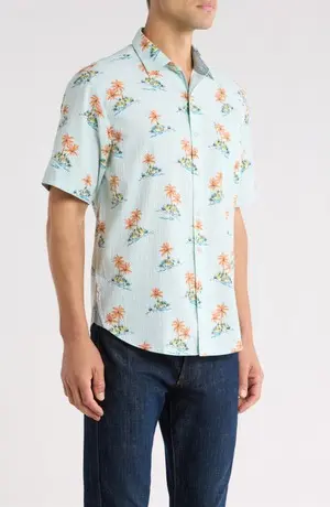 Tommy Bahama Nova Wave Island Hop Short Sleeve Seersucker Button-up Shirt - Pale Opal