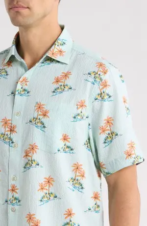 Tommy Bahama Nova Wave Island Hop Short Sleeve Seersucker Button-up Shirt - Pale Opal