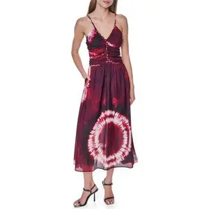 Dkny Braided Print Voile Midi Dress - Firework Tiedye
