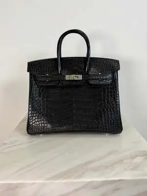 Hermès Hermès Birkin 25cm Matte Alligator With Palladium Hardware Black