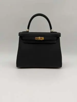 Hermès Kelly 25 Togo Leather Handbag - Black