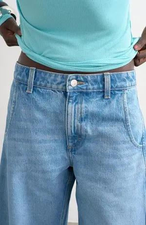 Topshop Barrel Leg Denim Bermuda Shorts