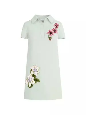 Oscar De La Renta Mixed Floral Threadwork Shift Dress