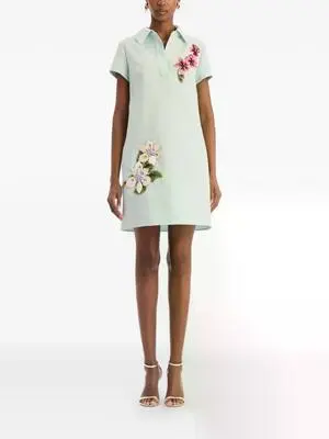 Oscar De La Renta Mixed Floral Threadwork Shift Dress