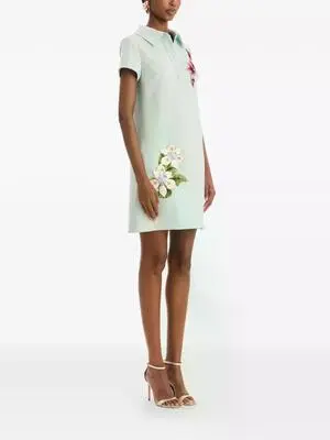 Oscar De La Renta Mixed Floral Threadwork Shift Dress