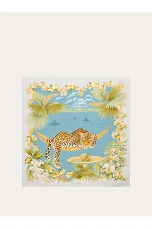 FERRAGAMO Jungle Print Silk Scarf - Blue