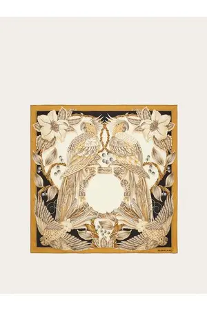 FERRAGAMO Parrots Print Silk Foulard - Black
