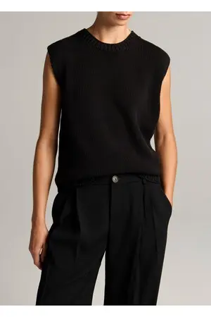 Vince Italian Cotton-blend Asymmetric Sweater Vest - Black