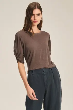 Velvet By Graham & Spencer Dee Tee With Ruched Sleeves