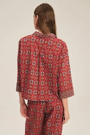 Velvet By Graham & Spencer Micah Geometric Print Cotton Cambric Shirt