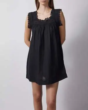 DÔEN Almadia Lace Trimmed Ramie Mini Dress