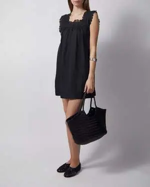 DÔEN Almadia Lace Trimmed Ramie Mini Dress