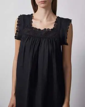 DÔEN Almadia Lace Trimmed Ramie Mini Dress
