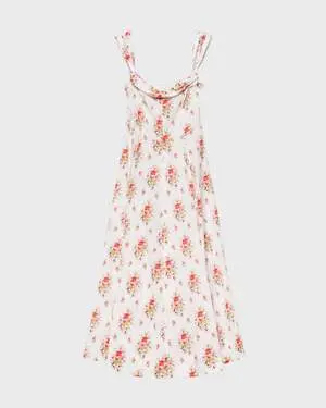 DÔEN Clea Midi Dress Floral Print Cotton Voile