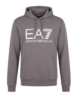 EA7 Hooded Sweatshirt With Printed Logo - Grey