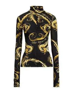 Versace Viscose And Elastane Long Sleeve Turtleneck With Signature Print
