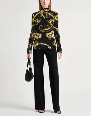 Versace Viscose And Elastane Long Sleeve Turtleneck With Signature Print