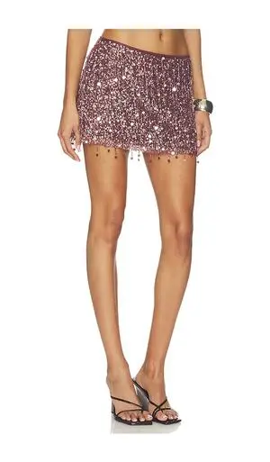 ASTA RESORT Embellished Sequined Mini Skirt - Plum