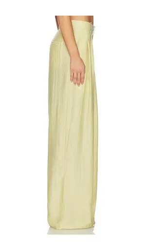 MOTHER OF ALL Hedi Mid Waist Tailored Linen Pant - Yellow