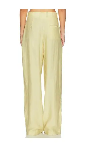 MOTHER OF ALL Hedi Mid Waist Tailored Linen Pant - Yellow