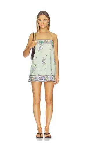 Free People Embroidered Floral Mini Dress - Mint Combo