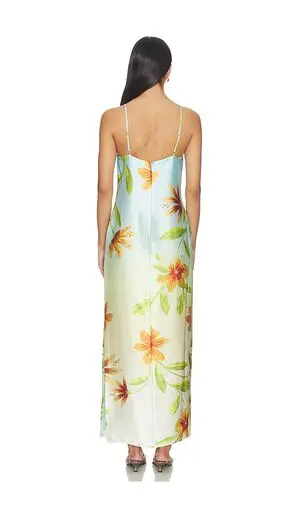 MILLY Lily Floral Satin Maxi Dress