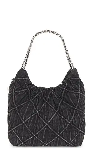 Tory Burch Denim Mini Hobo Bag With Chain Strap - Black