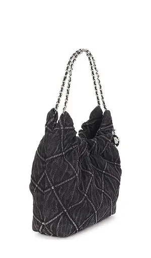 Tory Burch Denim Mini Hobo Bag With Chain Strap - Black