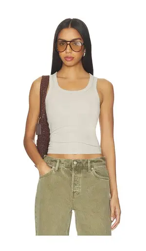 SKIMS Cotton Rib High Scoop Tank - Stone