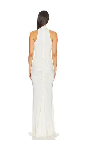 Lapointe Jersey Sleeveless Halter Ruched Gown