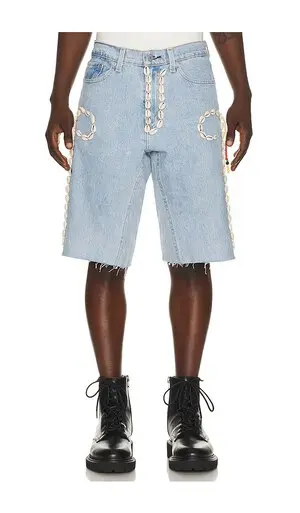 BARRIERS WORLDWIDE Cowrie Shell Embellished Shorts