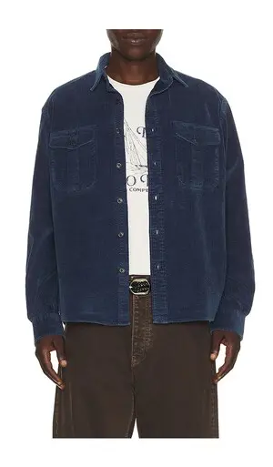 Polo Ralph Lauren Long Sleeve 8 Wale Cord Ranger Sport Shirt In Navy - Indigo