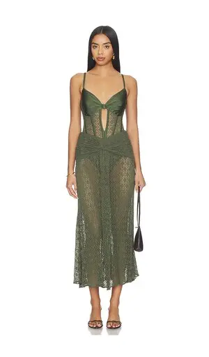 PatBO Sirena Mesh Maxi Dress - Green