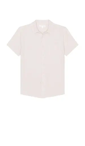 VINTAGE SUMMER Linen Button Down Shirt In Tan