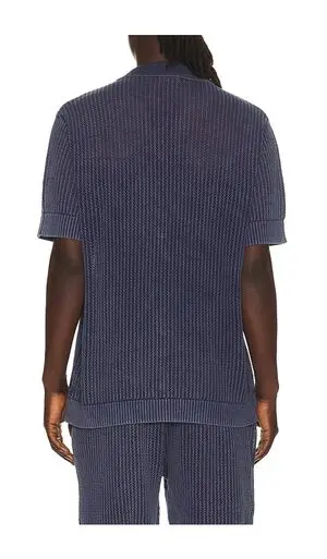 Central Park West Henry Snow Wash Camp Shirt In Slate