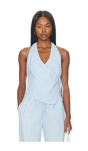 Blue Wrap Tops