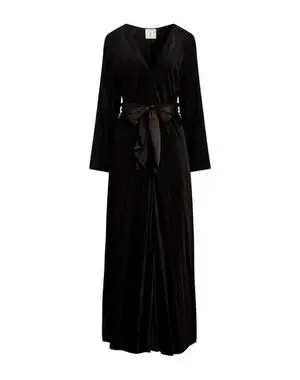 FORTE_FORTE Forte_forte Velvet Maxi Dress With Deep Neckline And Belt Black