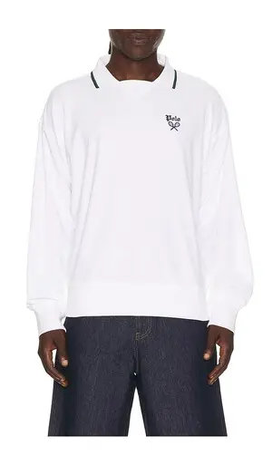 Polo Ralph Lauren Lightweight Terry Tennis Logo Polo Sweatshirt - White