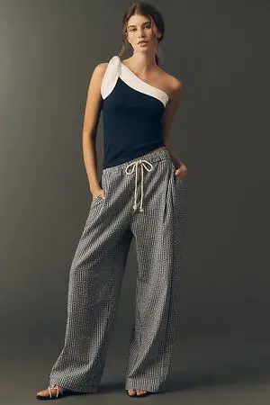 4OUR DREAMERS Gingham Wide Leg Drawstring Pants