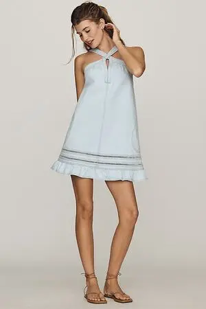 PILCRO Halterneck Denim Mini Dress