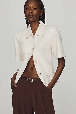 Maeve Tailored Short-sleeve Buttondown Top Jacket