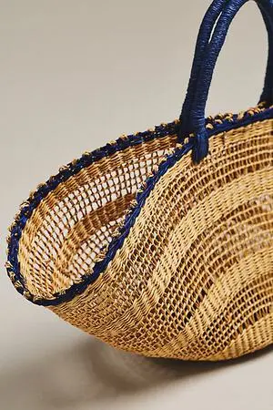 Anthropologie Raffia Straw Basket Bag